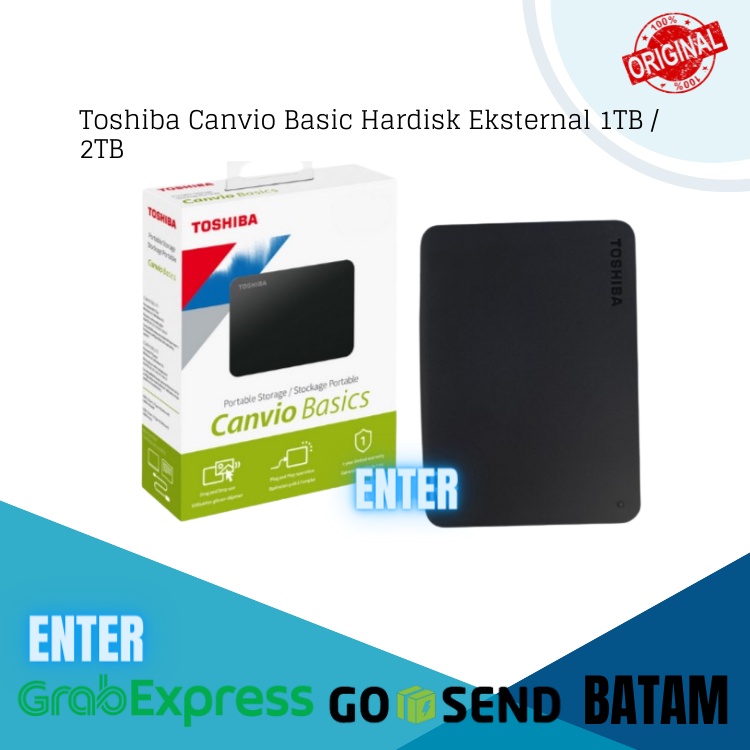 Jual Toshiba Canvio Basic Hardisk Eksternal 1TB / 2TB - HITAM | Shopee Indonesia