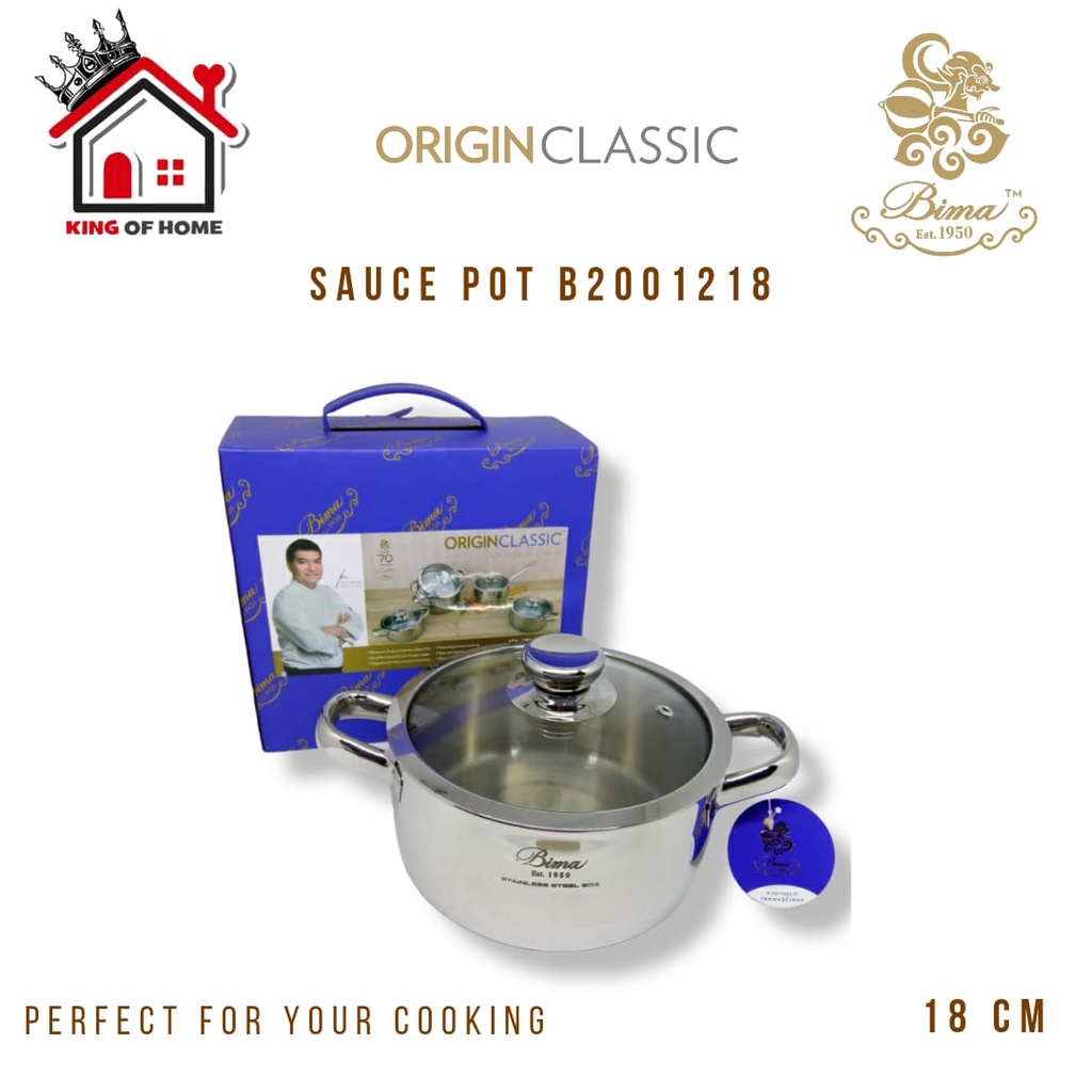 Jual Bima Origin Classic Sauce Pot 16CM 18CM SUS 304, W/ TEMPERED GLASS ...