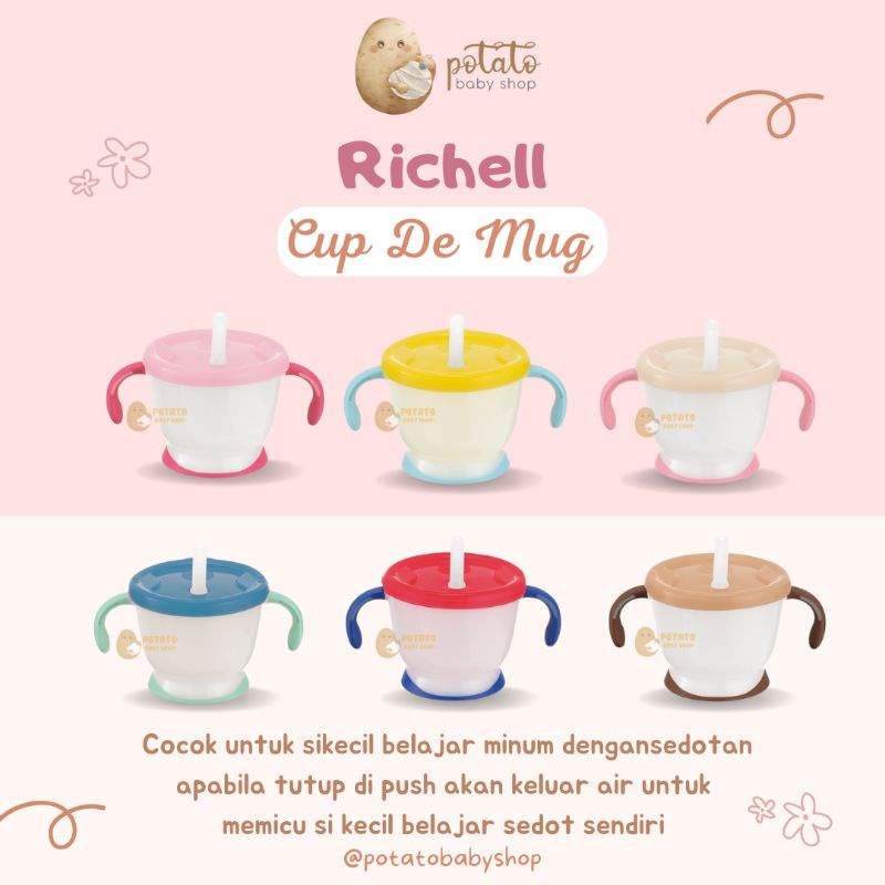 Jual Richell AQ Cup De Mug / Gelas Belajar Minum Dari Sedotan - 100 % ORIGINAL Richell Straw ...