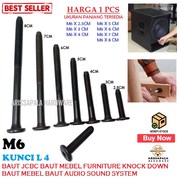 Jual Baut JCBC Hitam Baut Mebel Dipan Furniture Baut Speaker Kepala ...