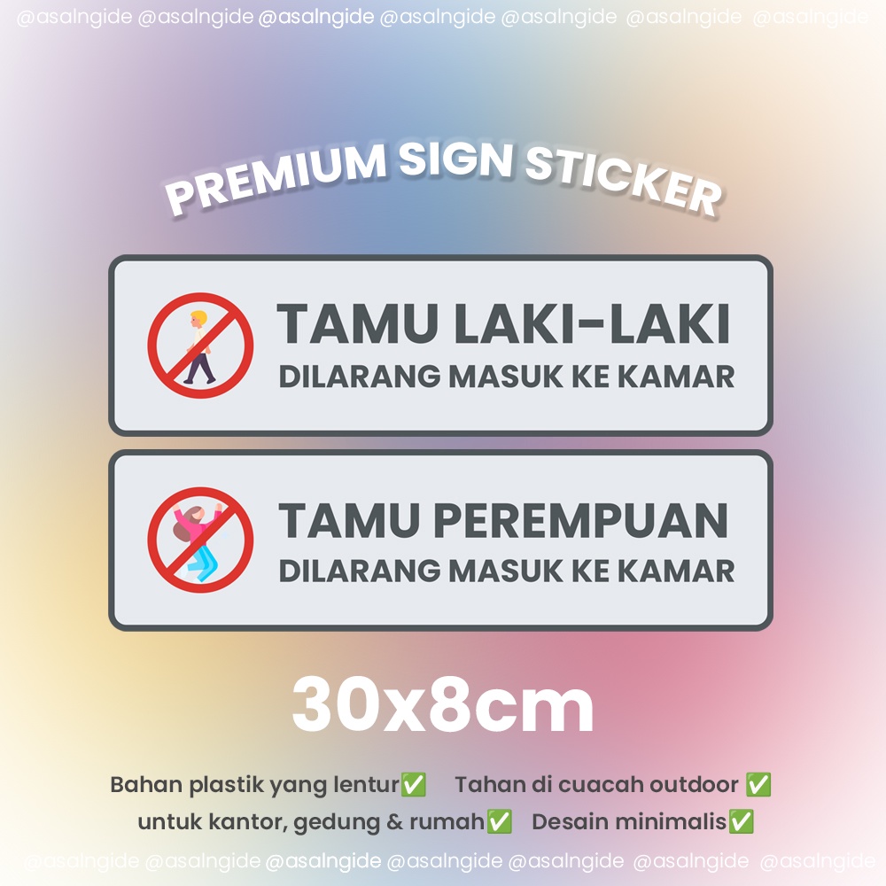 Jual STIKER DILARANG TAMU LAKI-LAKI / PEREMPUAN - SIGN STICKER - Stiker ...