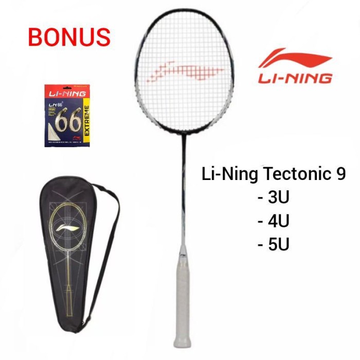 Jual Raket Raket Badminton Lining Tectonic 9 Tec Tonic 9 Black/White ...