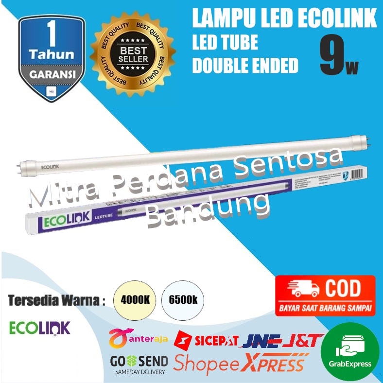 Jual Lampu TL LED Tube ECOLINK Tabung T8 9 Watt 600mm 9W 9Watt 9W Putih 6500K Kuning 4000K TAHAN ...