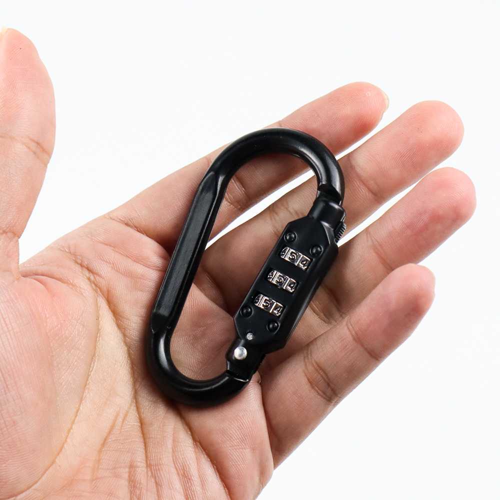 Jual KUIKI Karabiner D-type Lock Carabiner 3 Dial Password Padlock ...