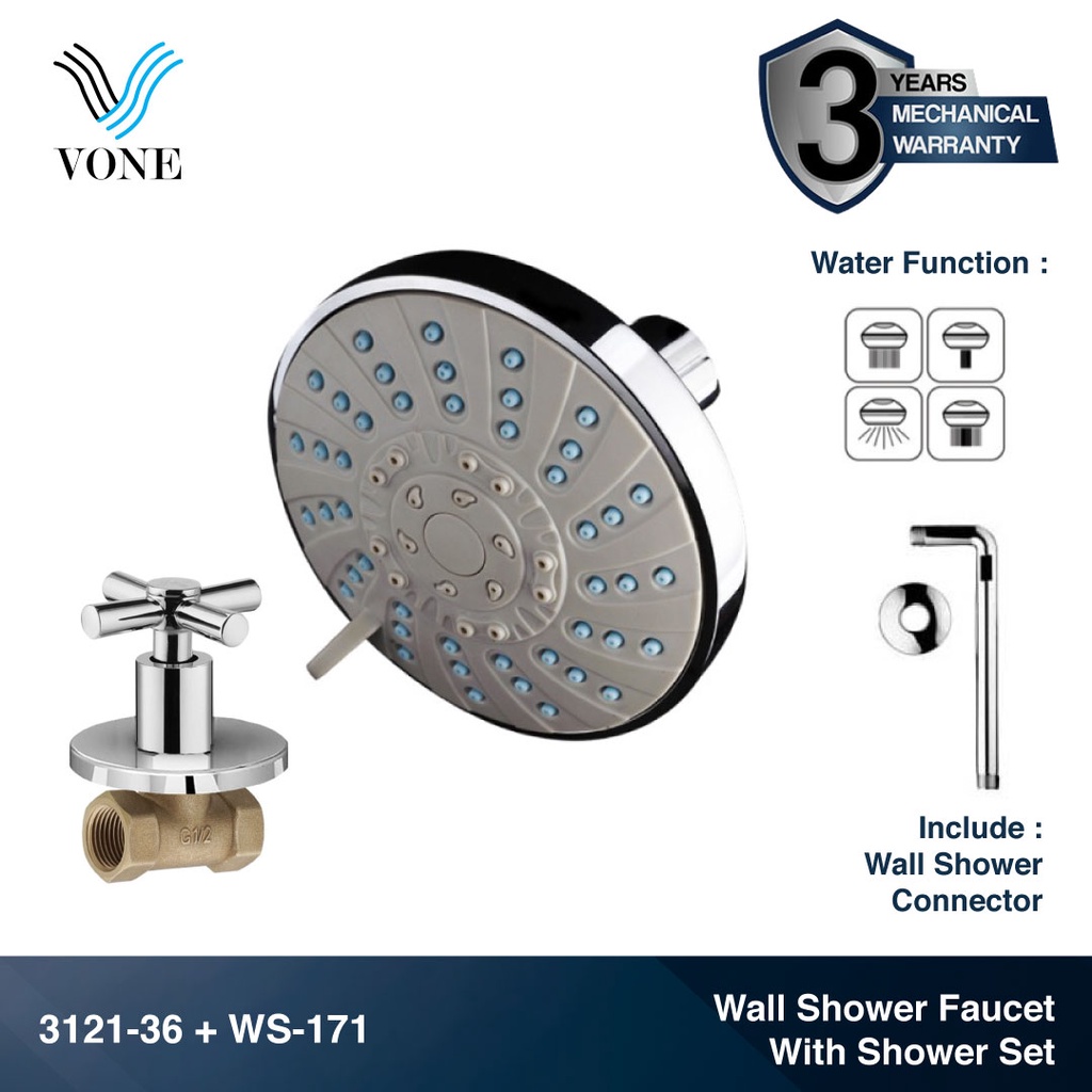 Jual VONE Shower Wall Tembok Mandi Stop kran Tanam Shower Set Paket ...
