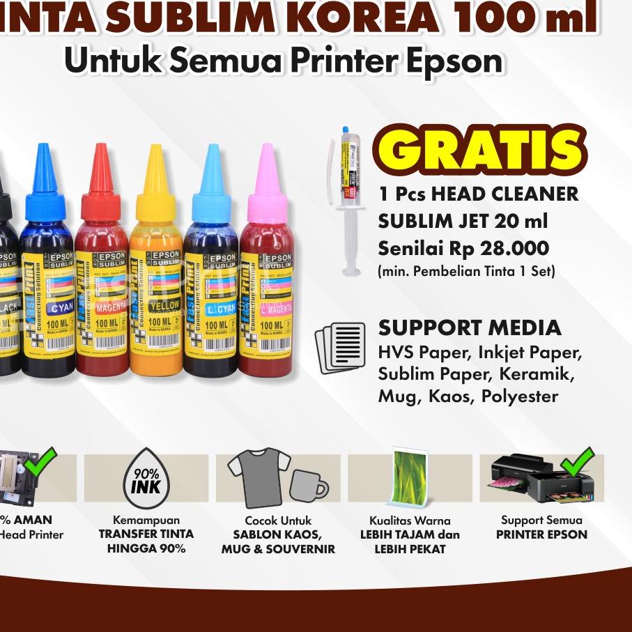 Jual 4.4 MALL Fast Print Tinta Refill Sublim Sublime Korea Epson 100 ML ...