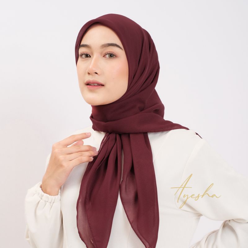 Jual Basic Plain Maroon Hijab Segi Empat [POLLYCOTTON PREMIUM] Jahit Tepi - by Ayesha | Shopee ...