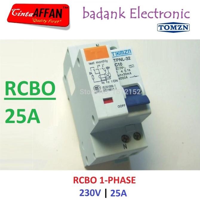Jual RCBO AC C25 25A 230V 1P+N Residual Current Operated Circuit ...