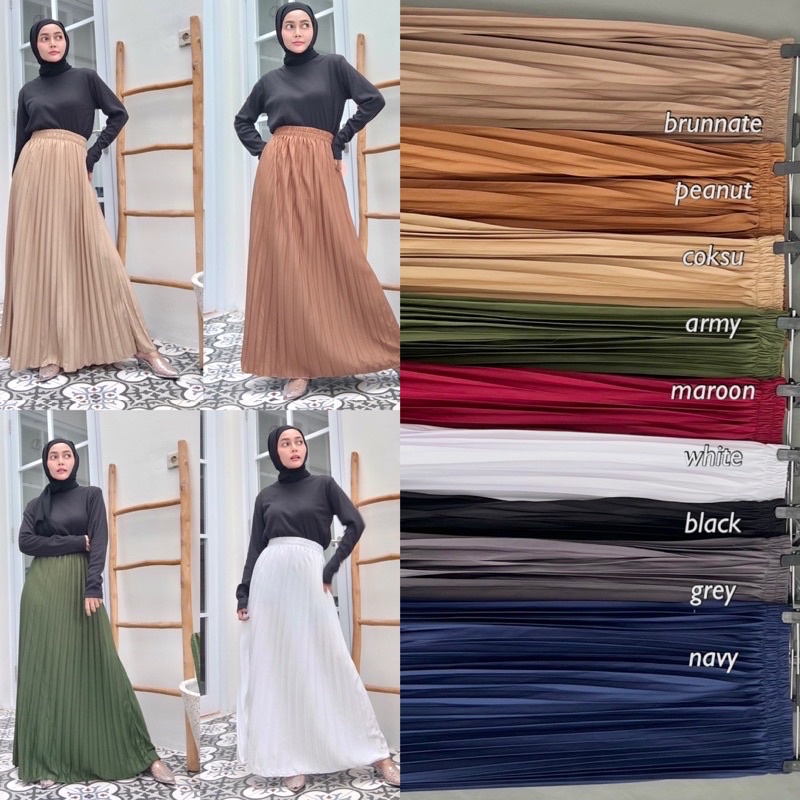 Jual Rok Plisket Polos Tebal Premium | Shopee Indonesia