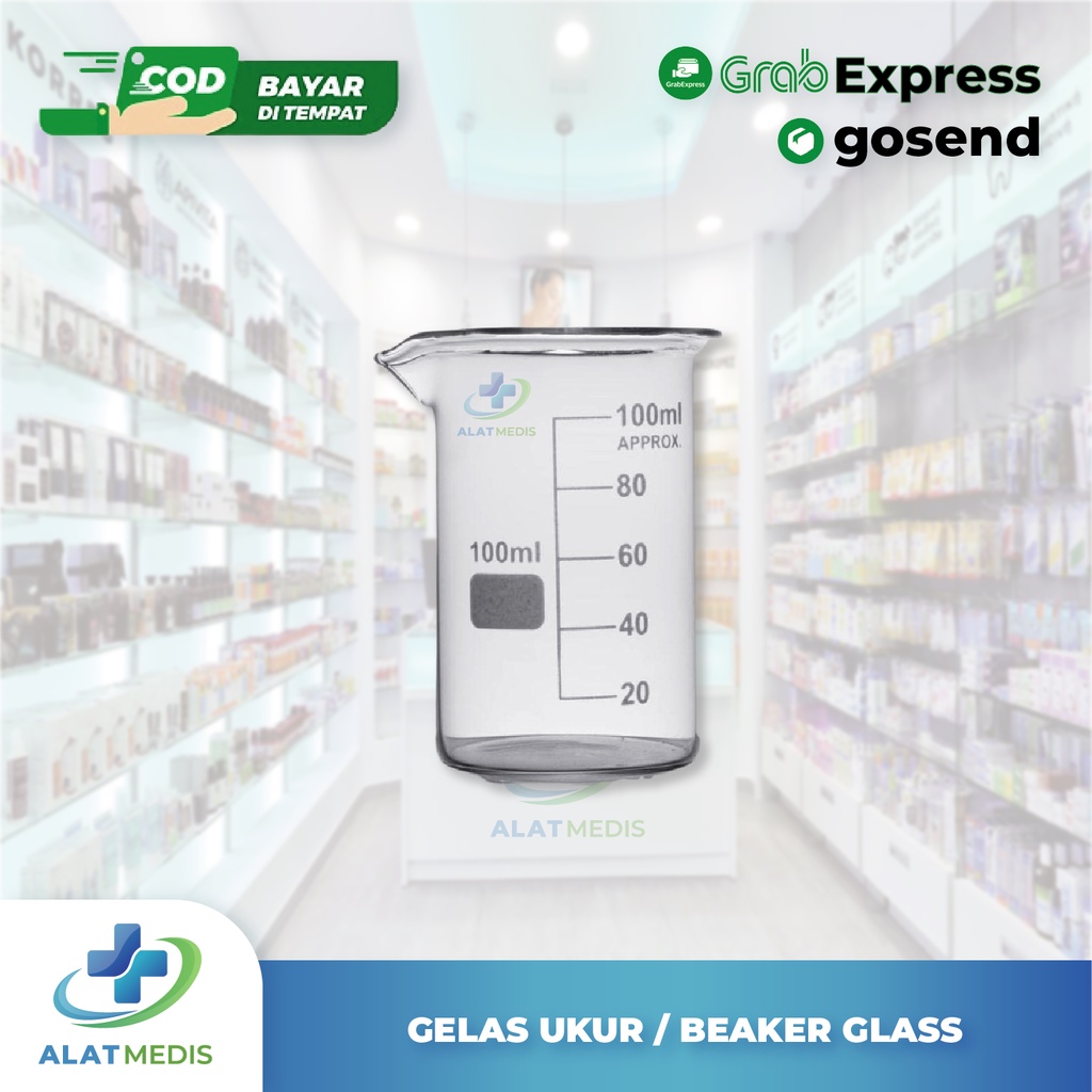Jual Gelas Takar Kaca / Gelas Ukur Beaker Lab Glass Measuring 100 ml ...