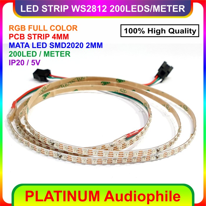 Jual LAMPU RGB LED STRIP WS2812 SMD 2020 200 LED PER 1 METER | Shopee ...