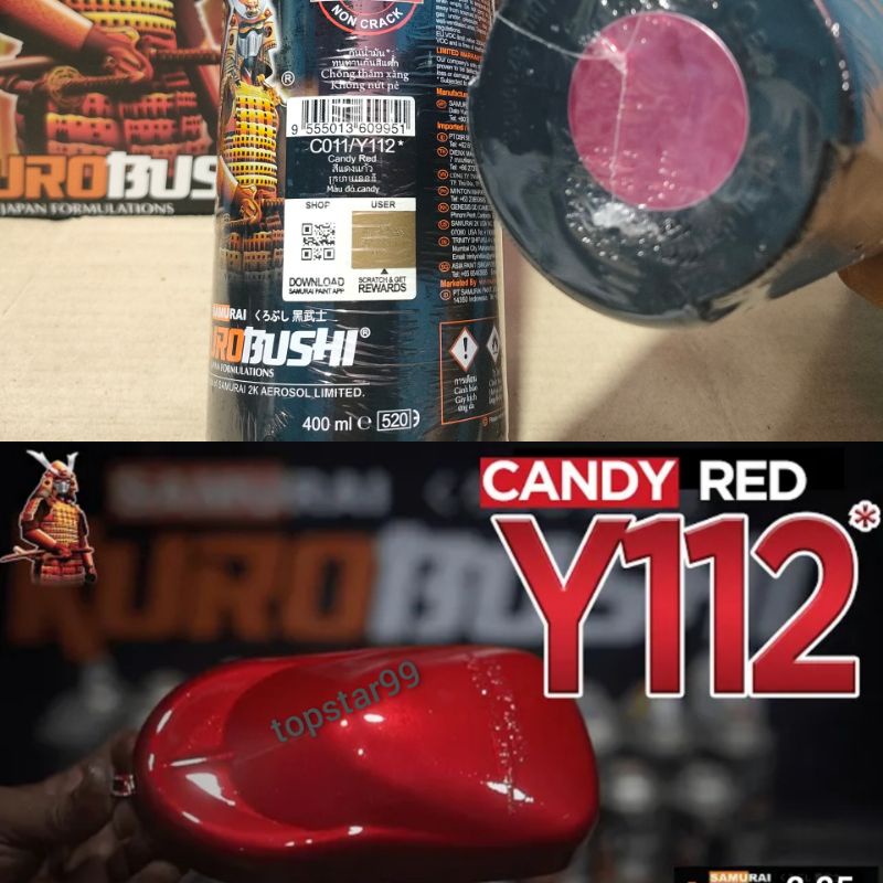 Jual Pilok Pilox Cat Samurai Paint Candy Red Merah Glossy Y112 112 ...