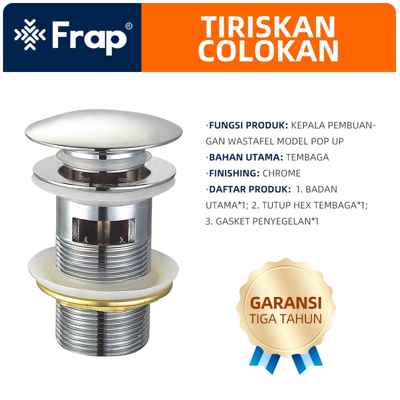 Jual FRAP IF65-2 Push Down Pop Up Drain With Over Flow / Afur Wastafel | Shopee Indonesia