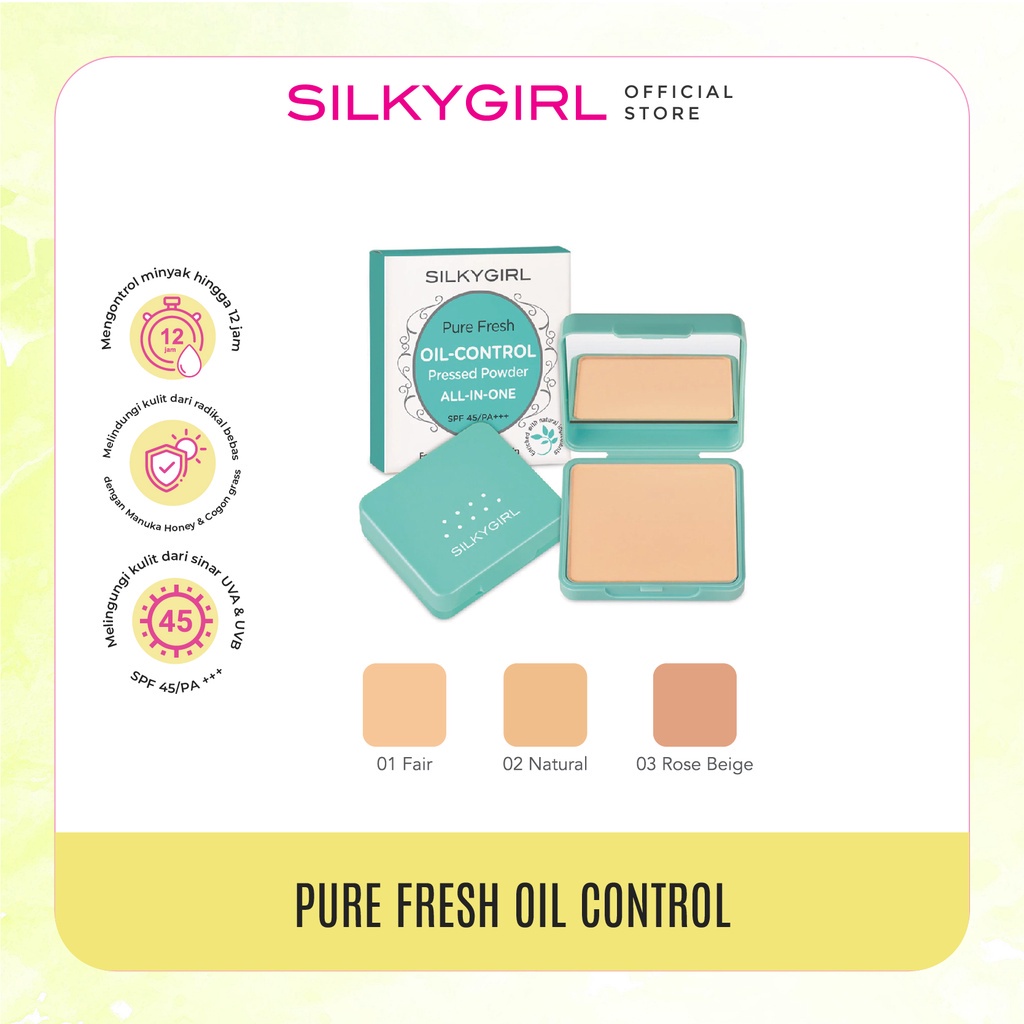 Jual SILKYGIRL Pure Fresh Oil Control Pressed Powder | BEDAK PADAT COMPACT | Shopee Indonesia