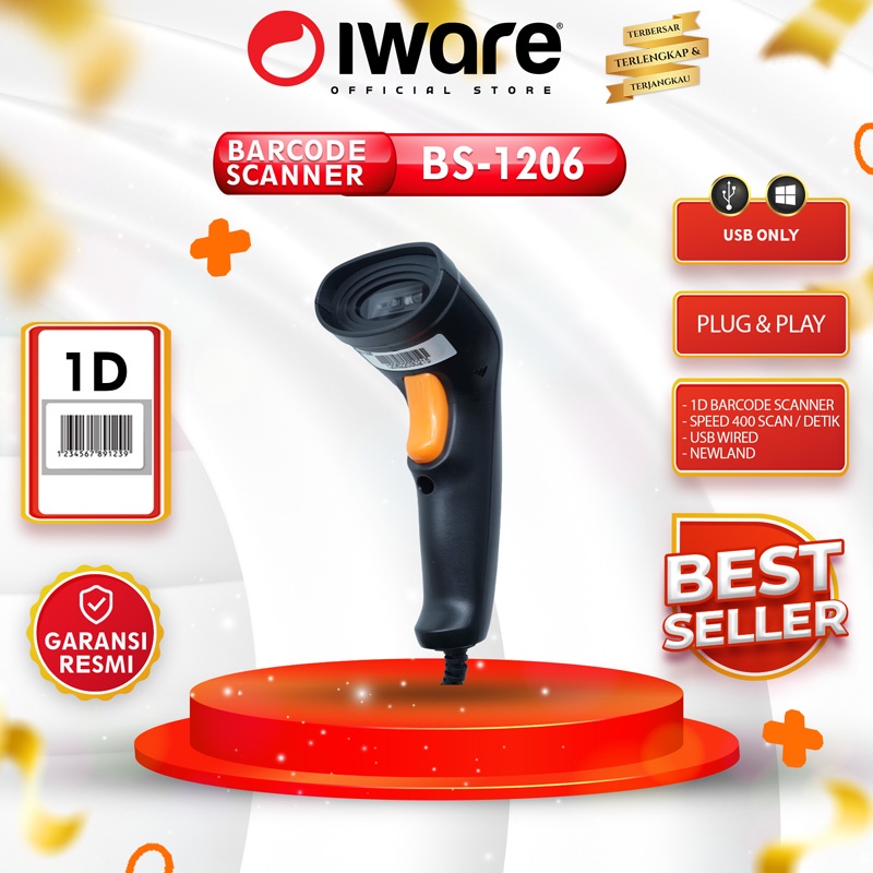 Jual Barcode Scanner 1D Newland Iware BS-1206 USB Wired | Shopee Indonesia