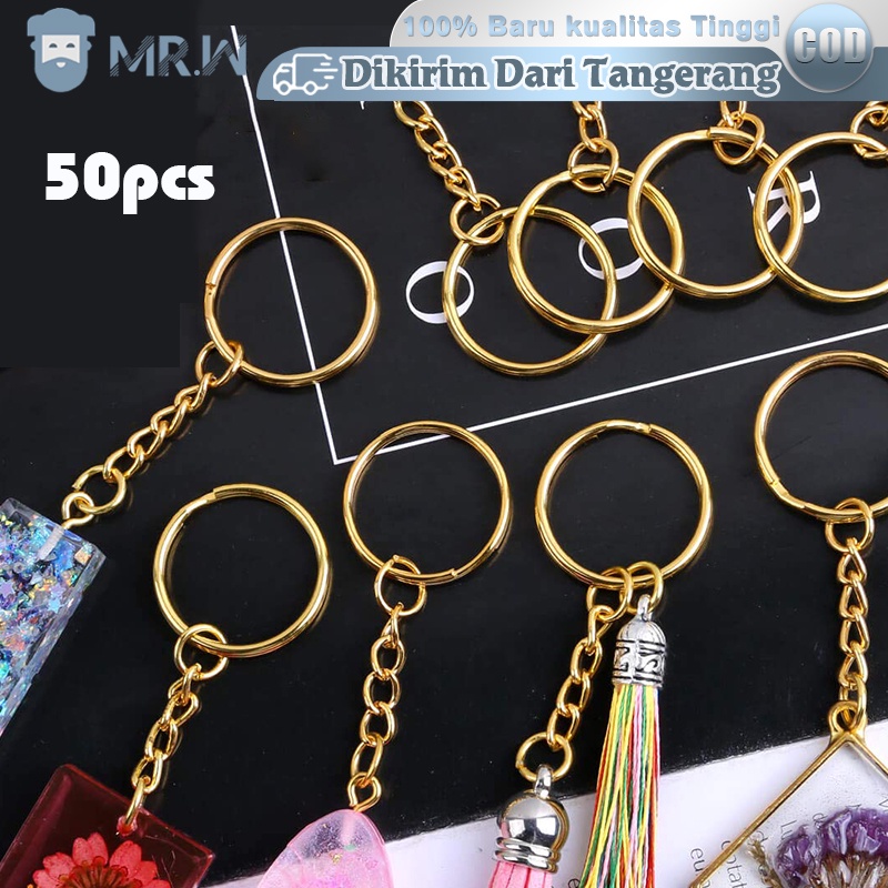 Jual 50pcs Ring Gantungan Kunci 25 mm Ring Ganci Emas Keychain Gepeng ...