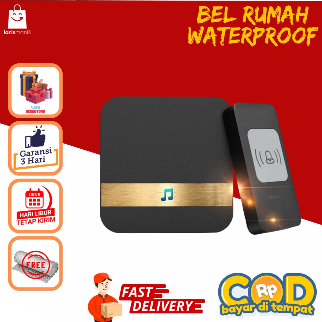 Jual Bell Pintu Wireless 52 Nada Bel Rumah Waterproof 1 Receiver 433Mhz ...