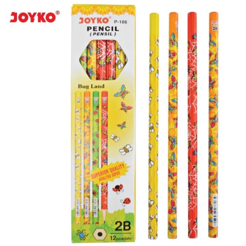 Jual (1 Biji) Pensil Joyko 2B P-106 Bug Land / Pensil Joyko 2B P106 Bug Land / Joyko P 106 ...
