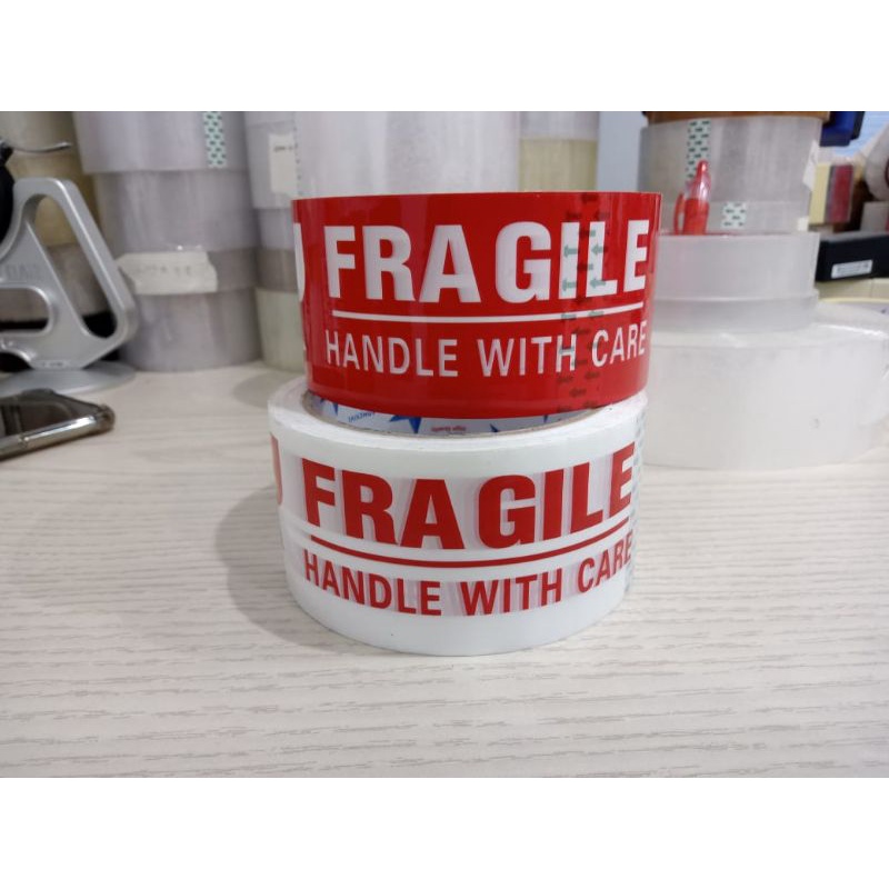 Jual LAKBAN FRAGILE MERAH dan PUTIH 2”inch(48MM x 80 Y) OPP/Isolasi ...