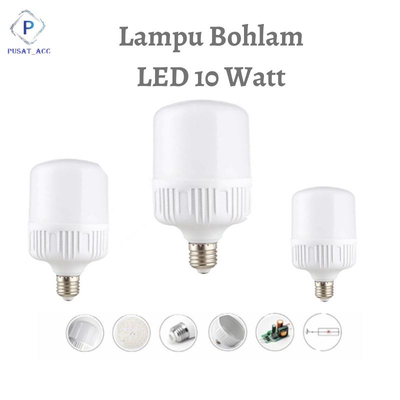 Jual LED01- Lampu LED 10 Watt Super Terang Cahaya Putih Hemat Energi | Shopee Indonesia