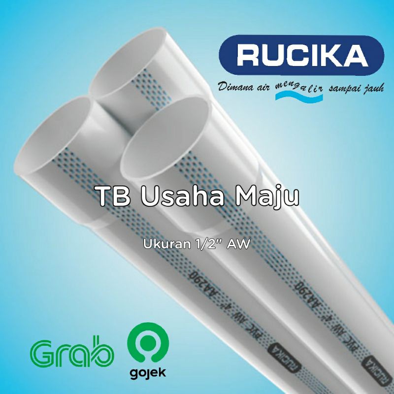 Jual Pipa Air PVC Paralon 1/2" Inci RUCIKA Type AW per meter ( 1 Meter ...