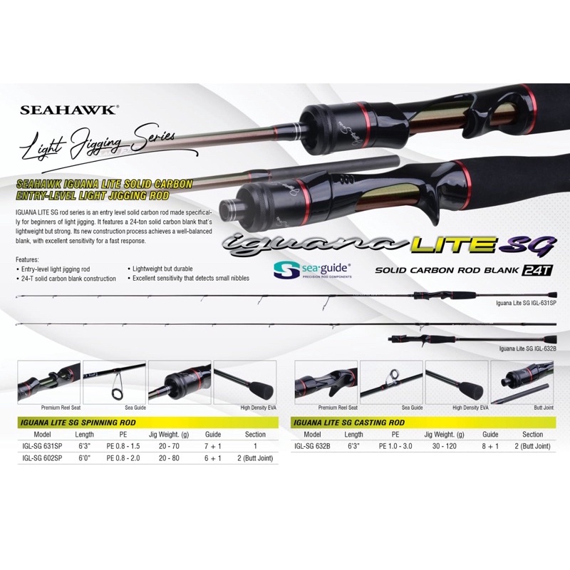 Jual jigging Rod SEAHAWK Iguana Lite 2 section | Shopee Indonesia