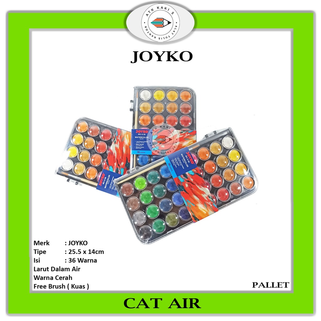 Jual JOYKO - Watercolor Set Cat Air WC-3 Isi 36 Warna - Pallet | Shopee ...