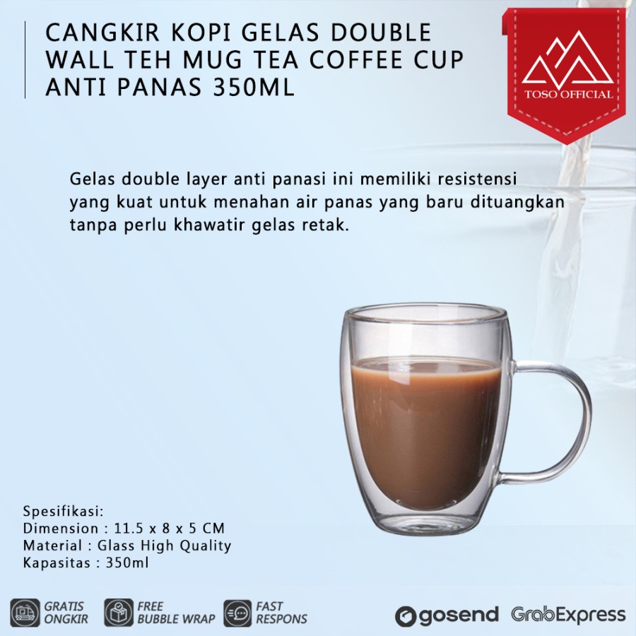 Jual CANGKIR KOPI GELAS DOUBLE WALL TEH MUG TEA COFFEE CUP ANTI PANAS 350ML | Shopee Indonesia