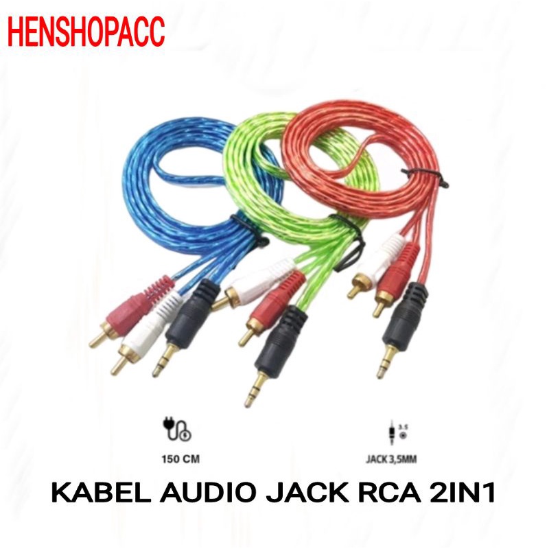 Jual KABEL JACK AUDIO 2 IN 1 RCA | Shopee Indonesia