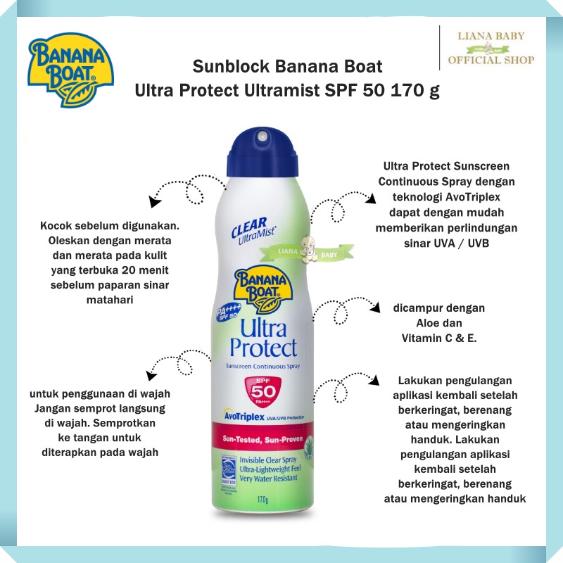 Jual PERA577 BANANA BOAT SUNBLOCK ULTRA PROTECT ULTRAMIST SPF 50 170 ...