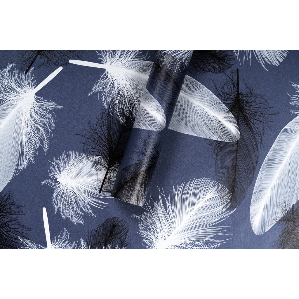Jual WALLPAPER MOTIF BULU PUTIH DASAR NAVY | Shopee Indonesia