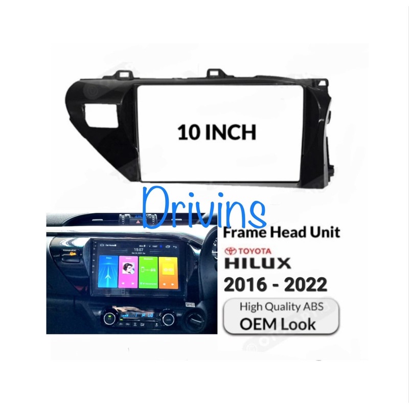 Jual Frame Head Unit Double Din Android Toyota Hilux 10” Inch 2016-2022 ...