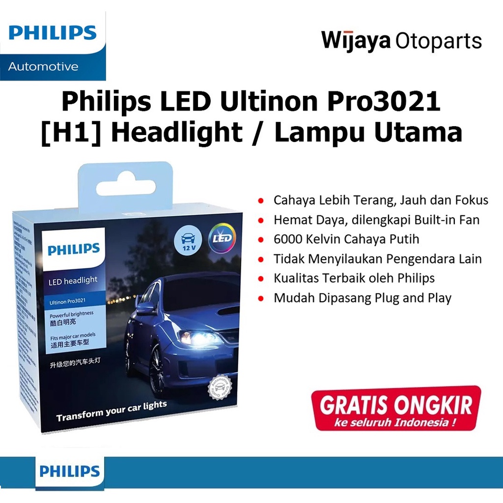 Jual Bohlam Lampu Mobil Philips Ultinon Pro3021 H1 LED Cahaya Putih ...
