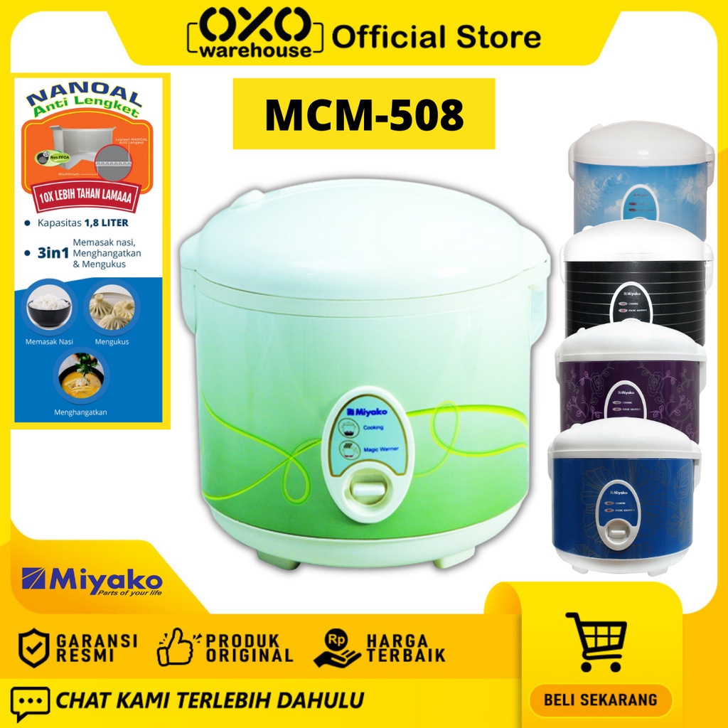 Jual Miyako Rice Cooker MCM-508 Magic Warmer 1.8 Liter Low Watt Garansi ...