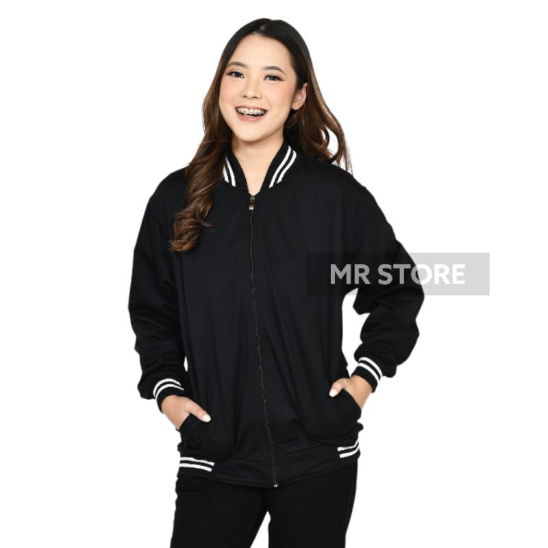 Jual JAKET BASEBALL VARSITY POLOS HITAM JACKET ZIPPER PRIA WANITA ...