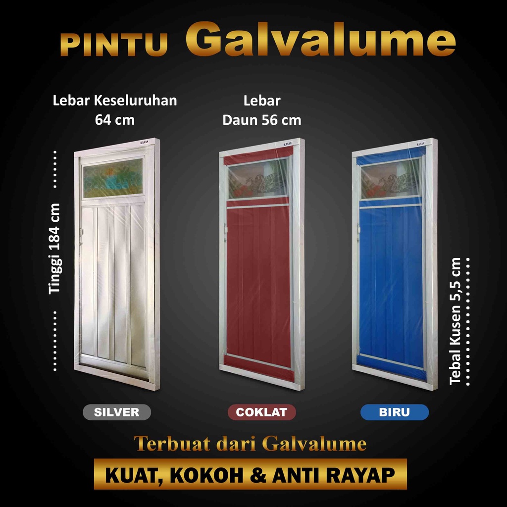 Jual Pintu Kamar Mandi Toilet Galvalum 0,25 Kaca Atas Warna Coklat ...