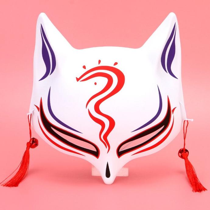 Jual Topeng Anime Jepang Rubah Kitsune Purple Eyes Fox Half Mask ...
