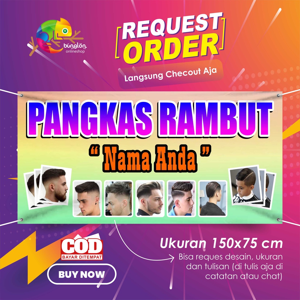 Jual Spanduk, Banner Pangkas Rambut, Potong Rambut Bisa Custom Nama ...