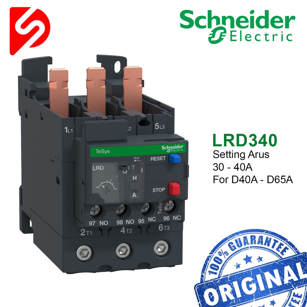 Jual Thermal Overload Relay LRD340 30-40A Termal Kontaktor Schneider ...