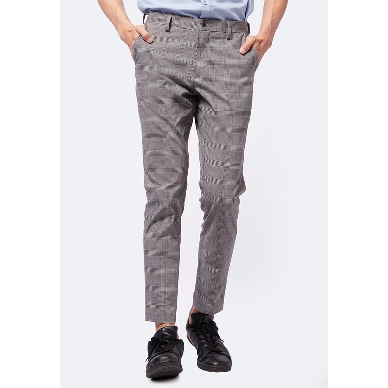 Jual Executive Slim Fit Checks Long Pants Lt. Grey | Shopee Indonesia