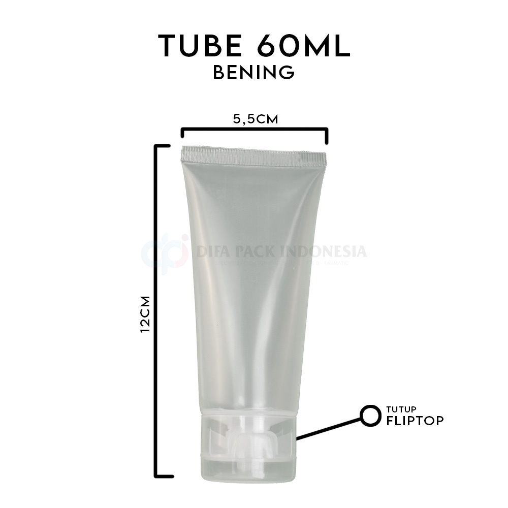 Jual Botol tube 60 ml full natural / tube 60 ml natural tutup fliptop ...
