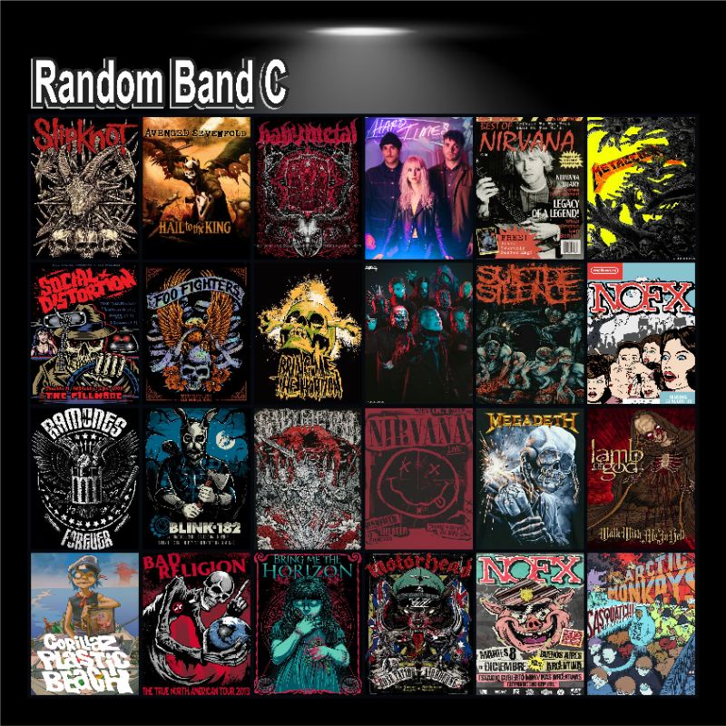 Jual poster dinding tema band A4 & A5 metal punk hardcore random isi ...