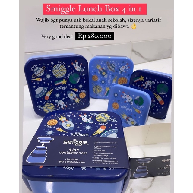 Jual (READY) Smiggle Lunch Box 4 in 1 | Shopee Indonesia