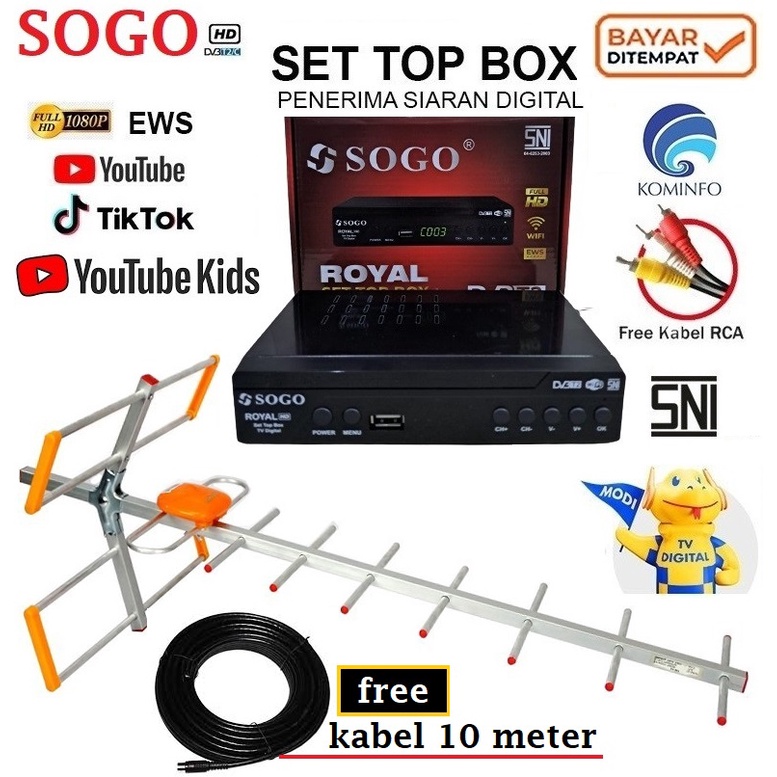 Jual Set Top Box SOGO DVBT2 Digital Full HD Free Antena Digital UHF ...