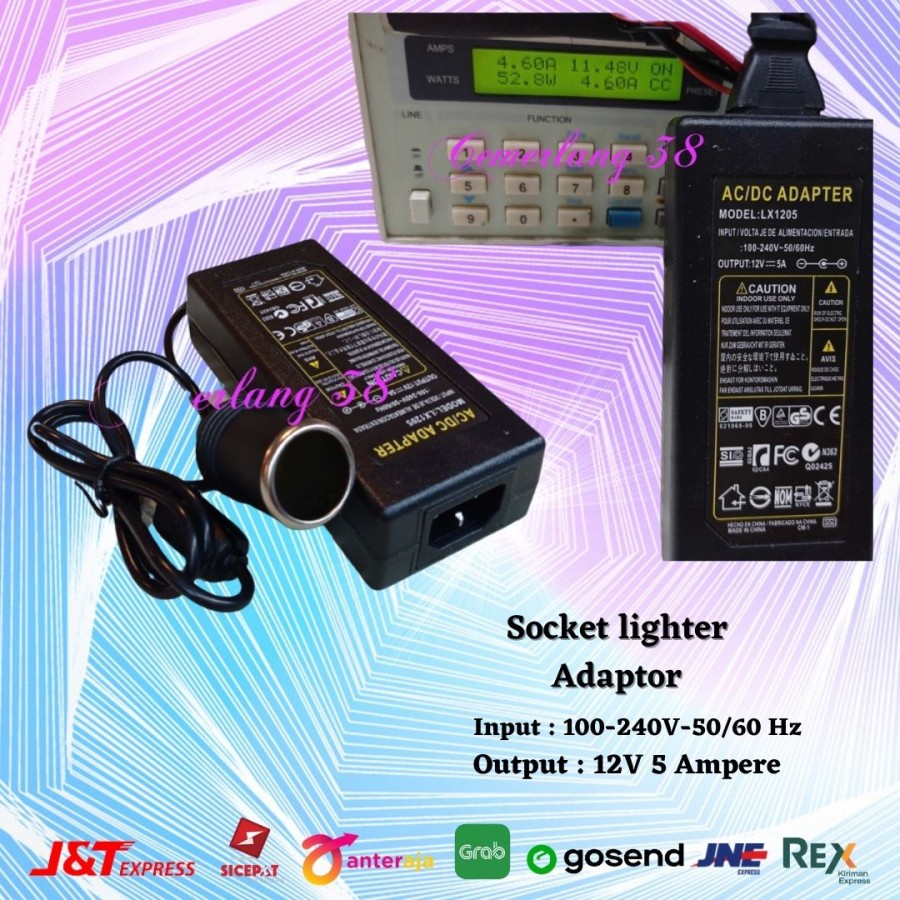 Jual Power Supply Adaptor 220V AC to 12V DC 5A Socket Lighter Mobil ...