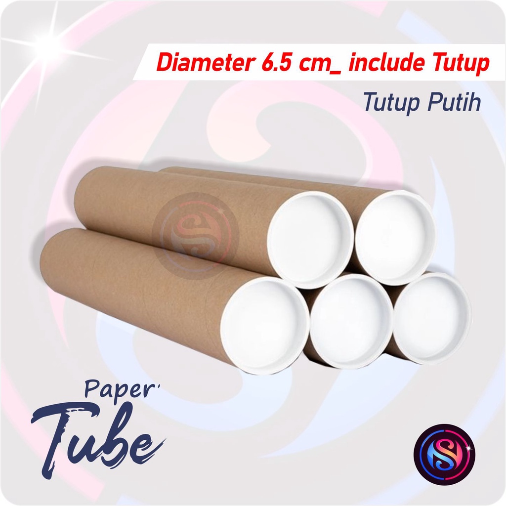 Jual paper tube / selongsong packing / tabung kardus / paper tube diameter 6.5 tutup putih ...