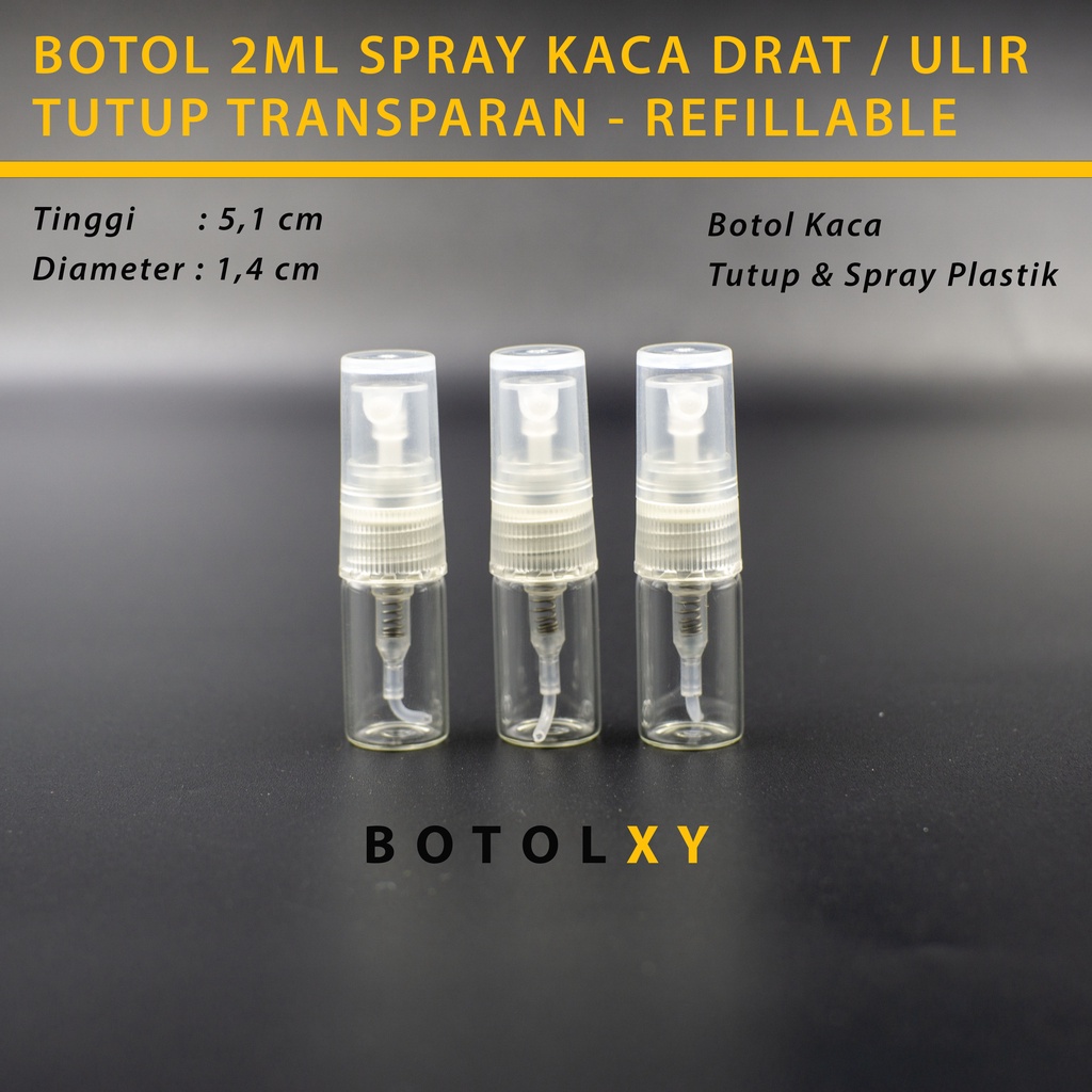 Jual Botol Spray Kaca 2ml Refill Parfum Vial Travel Decant TUTUP BENING ...