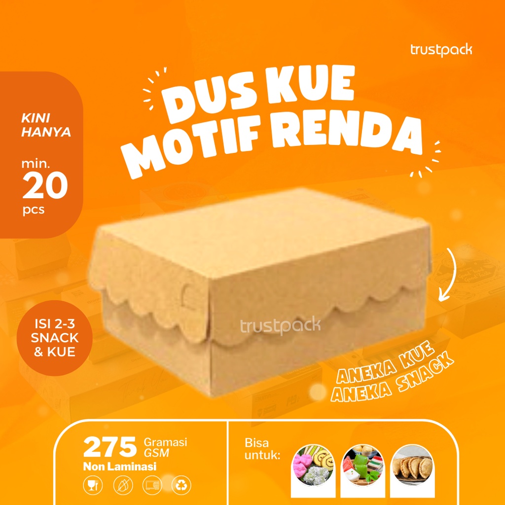 Jual Dus Snack Kraft 13x10x6 Renda// dus r3/dus lapis/ dus acara/dus ...