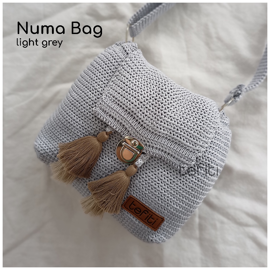 Jual Tas Rajut Selempang NUMA Knit Bag Tali Serut Bag Lock Sling Bag ...