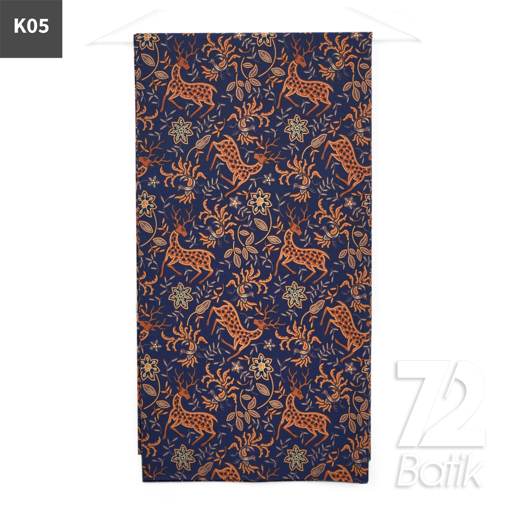 Jual KAIN BATIK PREMIUM Bahan Katun Motif Rusa Kutub Warna Biru Dongker ...